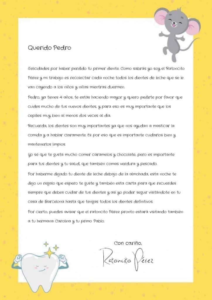 Carta Ratoncito Pérez Personalizada para Imprimir