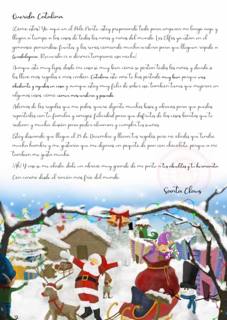 Carta Personalizada para imprimir de Papá Noel o Santa Claus